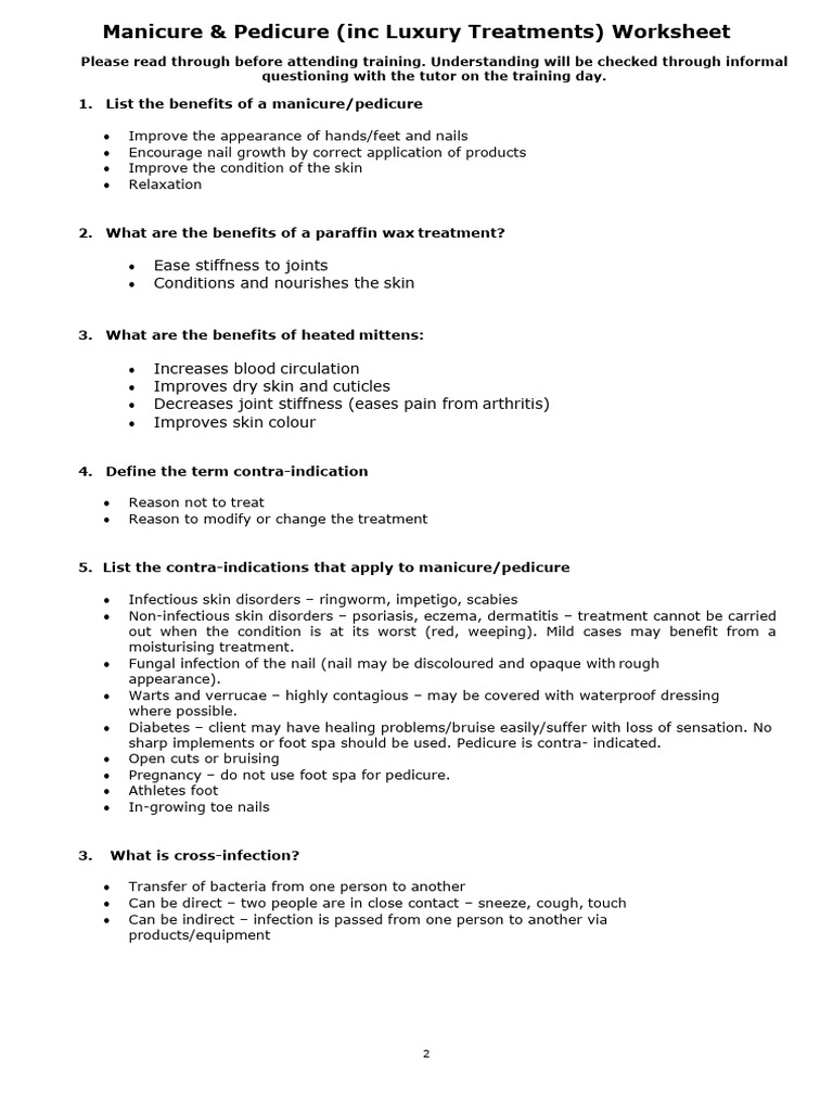 Worksheet Meni Pedi | PDF