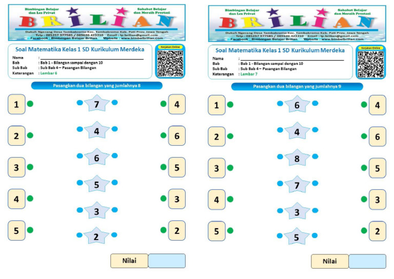 Worksheet Grade 1 MTK | PDF