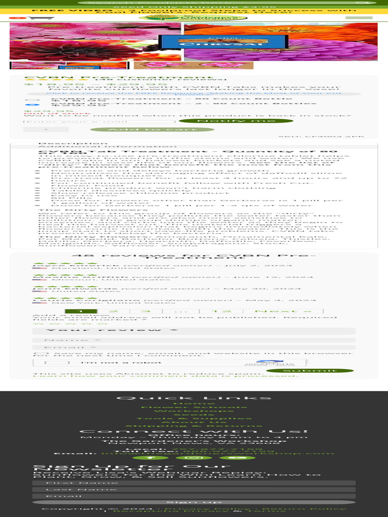 CVBN Tab Treatment - Flower Food - The Gardener's Workshop | PDF