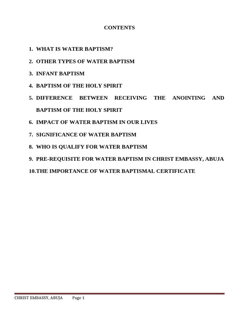 Water Baptismal Manual | PDF