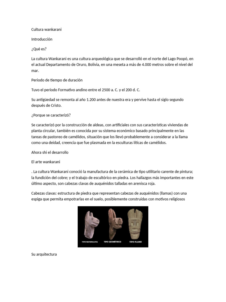 Cultura Wankarani Expo Art | PDF