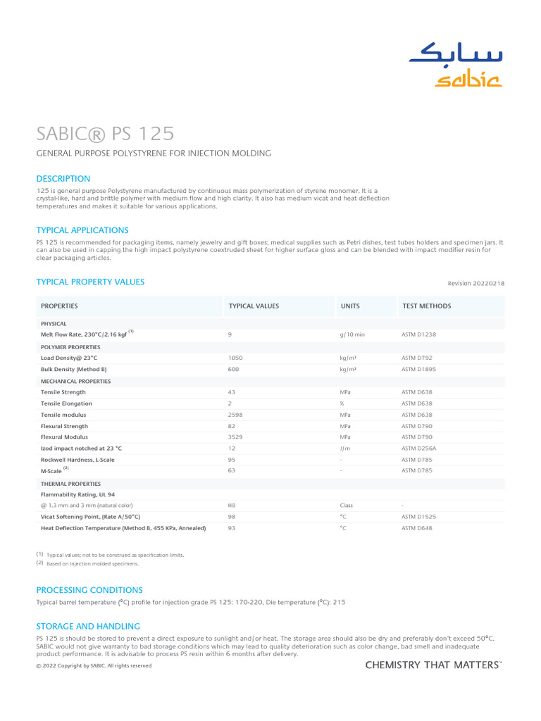 SABIC® PS - 125 - Global - Technical - Data - Sheet | PDF