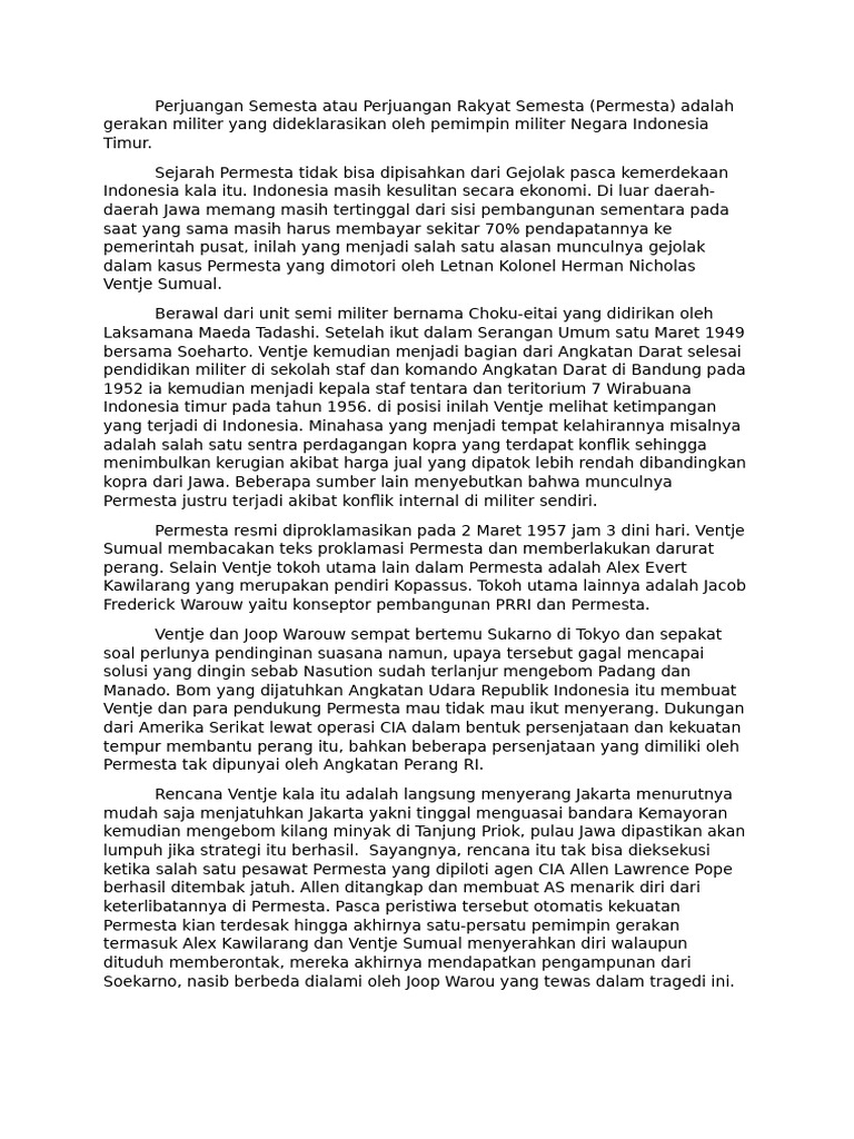 Naskah Perjuangan Semesta Atau Perjuangan Rakyat Semesta | PDF