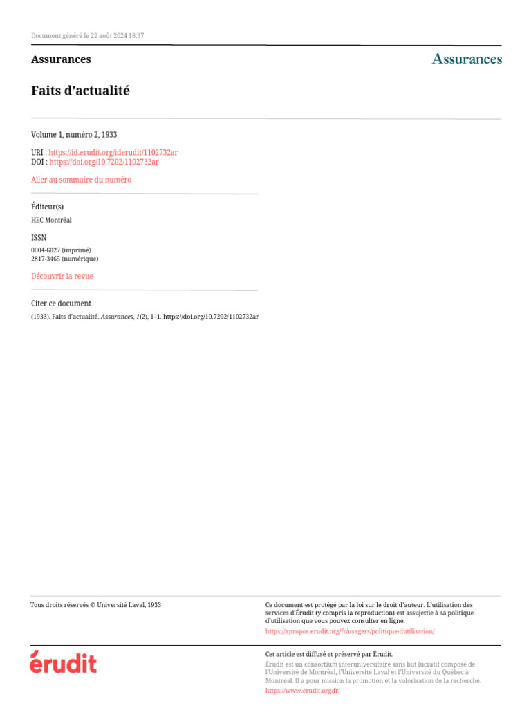 Faits D'actualité: Assurances | PDF