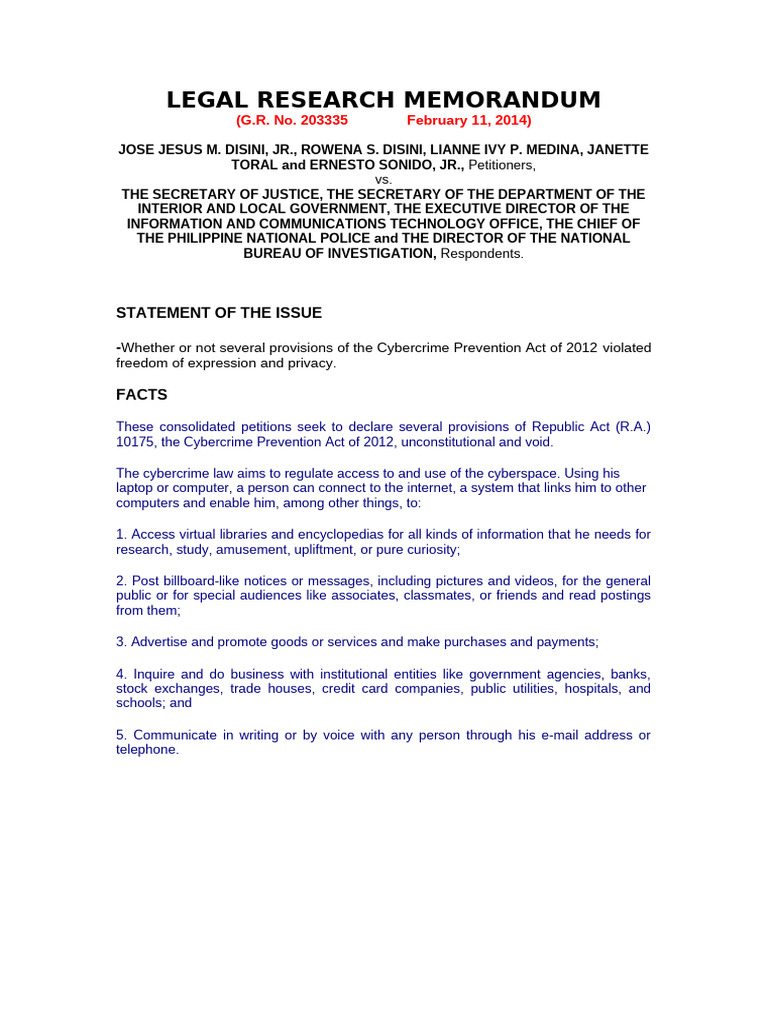 Legal Research Memorandum | PDF