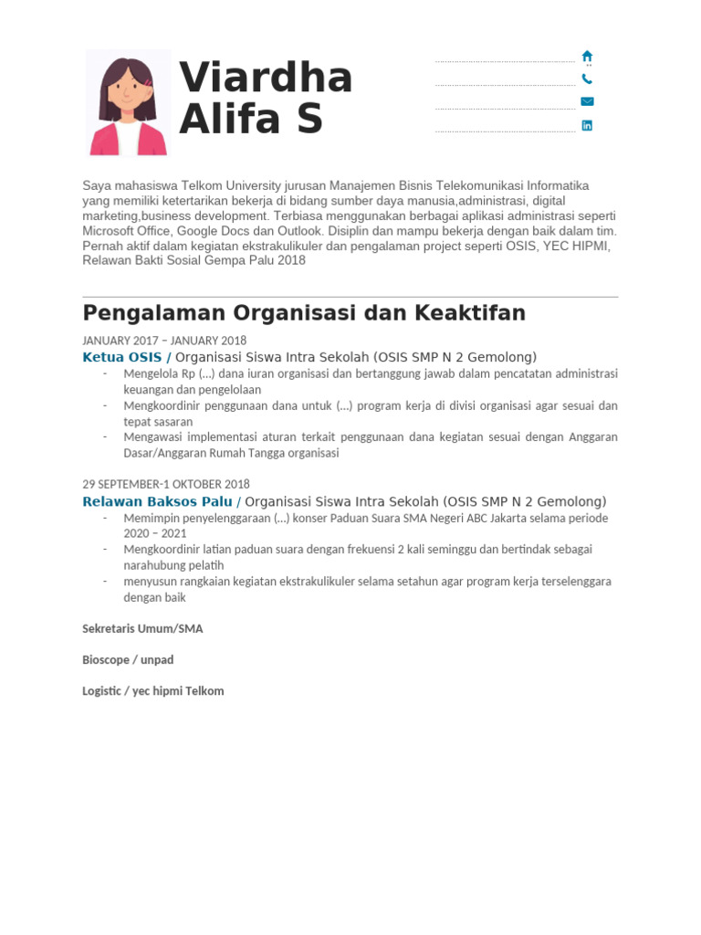 FREE TEMPLATE CV Lulusan SMA by Vina Muliana | PDF