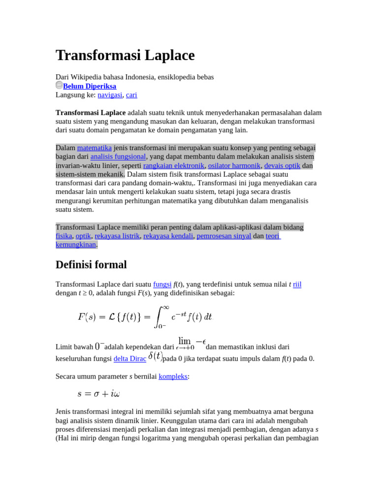 Transformasi Laplace | PDF