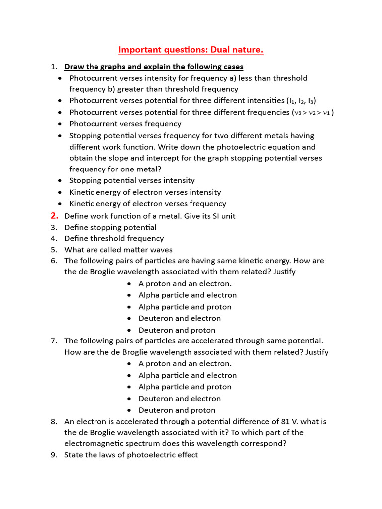 Dual Nature of Light Notes 1 | PDF