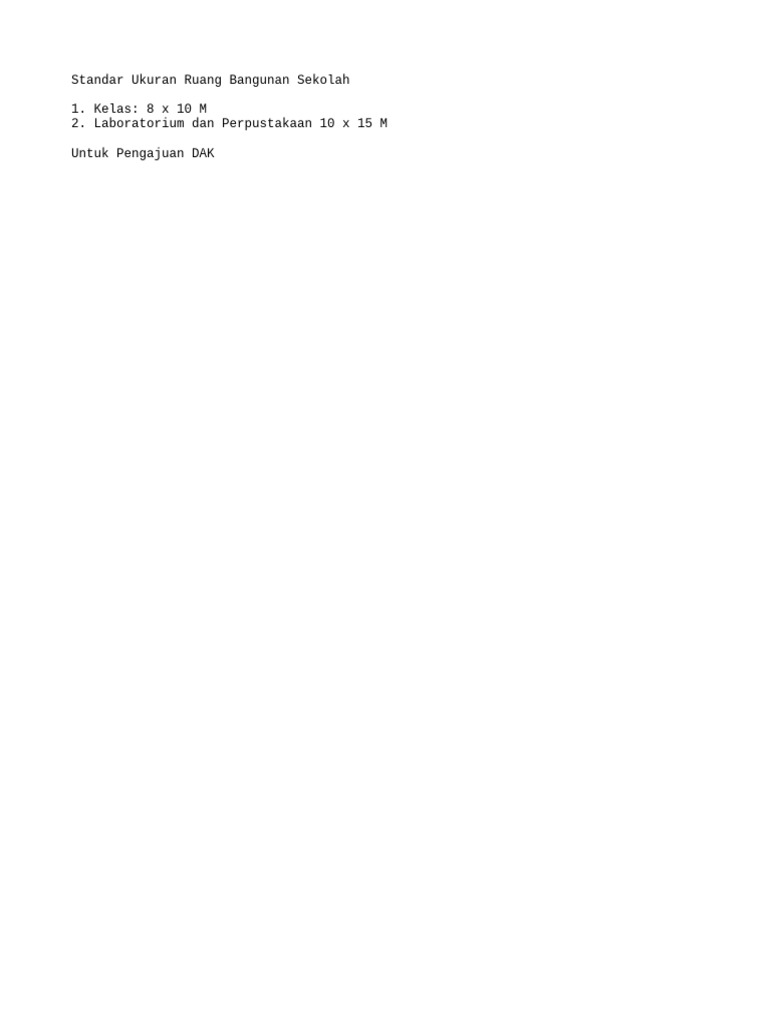 Standar Ukuran Ruang Bangunan Sekolah | PDF