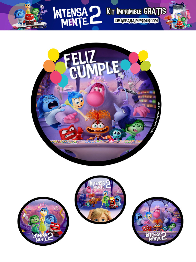 Cake Topper Intensamente Del Reves Inside Out Imprimir Gratis | PDF