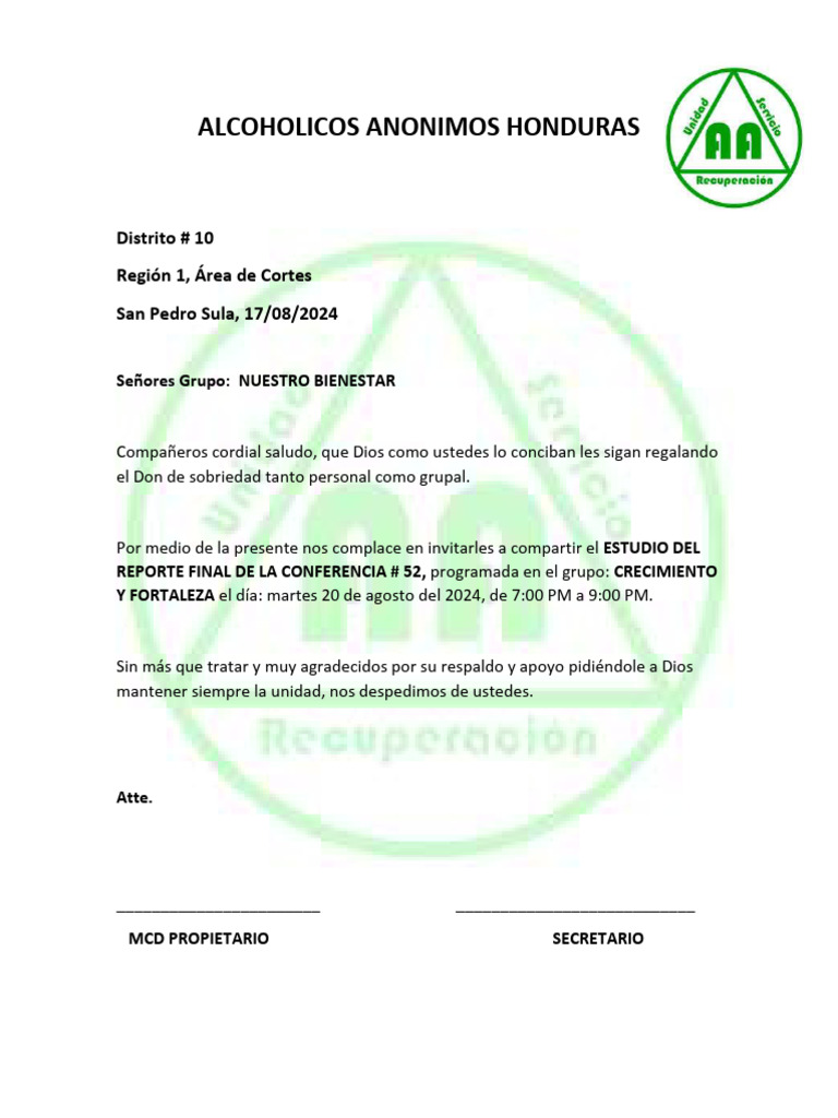 Alcoholicos Anonimos Honduras1 | PDF