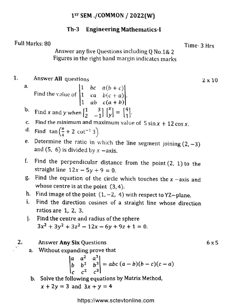 All 1 Sem Engineering Mathematics 1 Winter 2022 | PDF