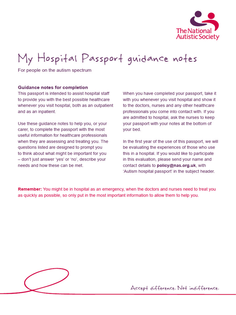 My Hospital Passport Guidance Notes | PDF