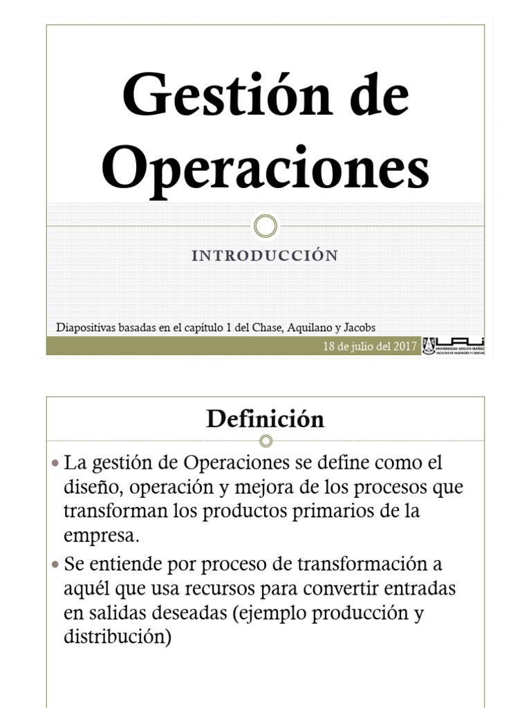Tema 1 - Introducción A La Gestión de Operaciones | PDF