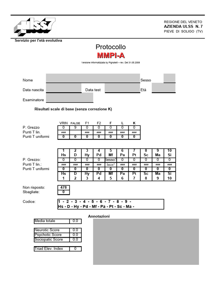 Mmpi A Protocolo | PDF
