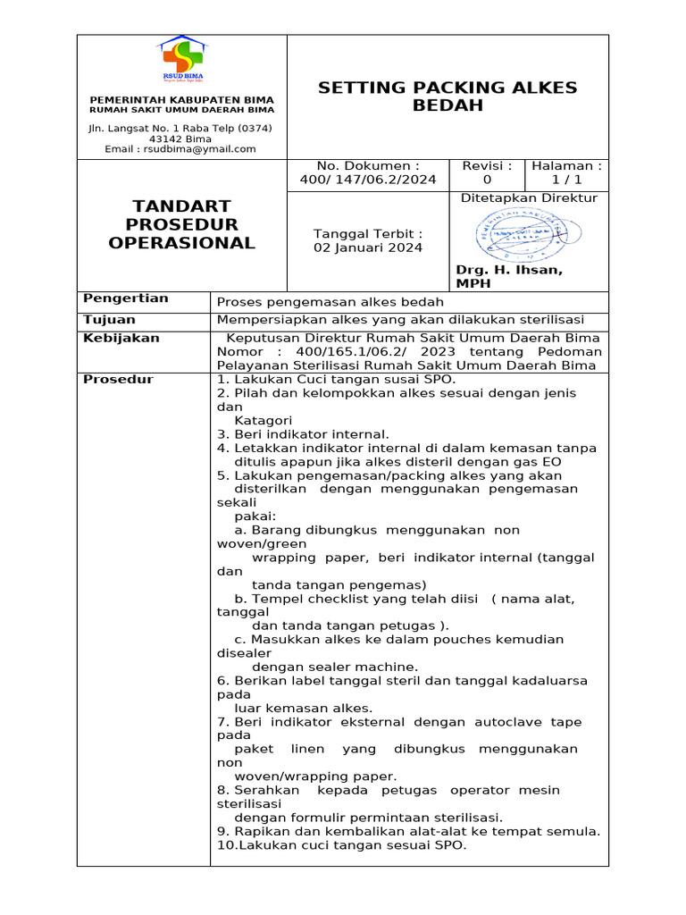 09 Spo - Setting Packing Alkes Bedah | PDF