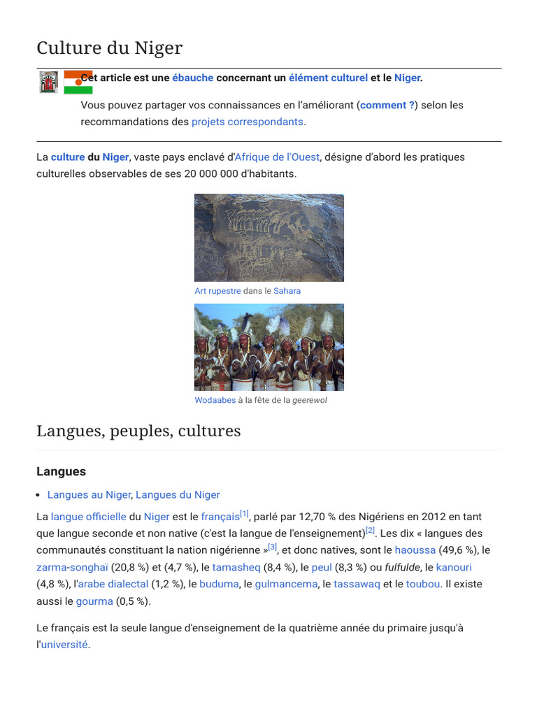 Culture Du Niger - Wikipédia | PDF