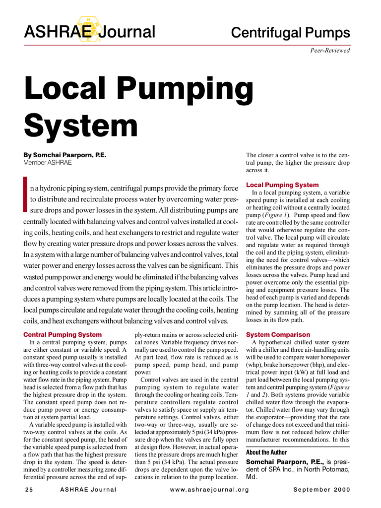 Ashrae Journal 2000.09 Local Pumping System | PDF