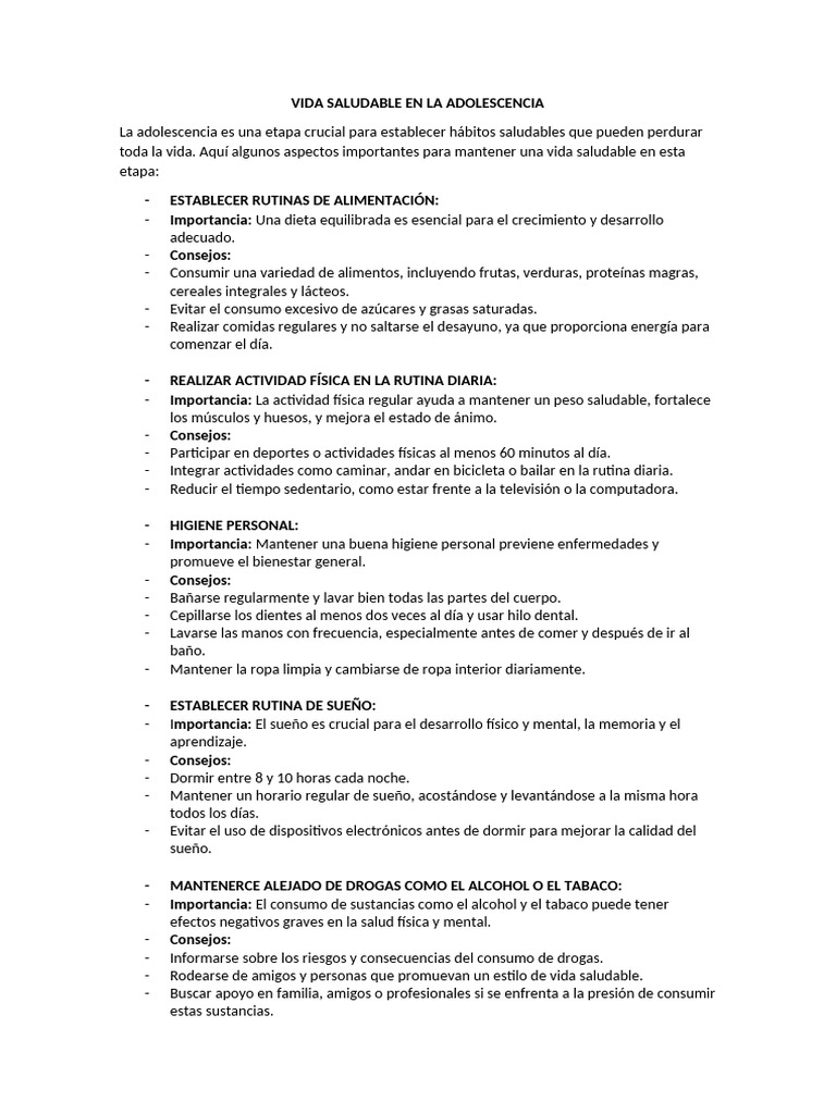 Hábitos Saludables para Adolescentes | PDF | Dormir