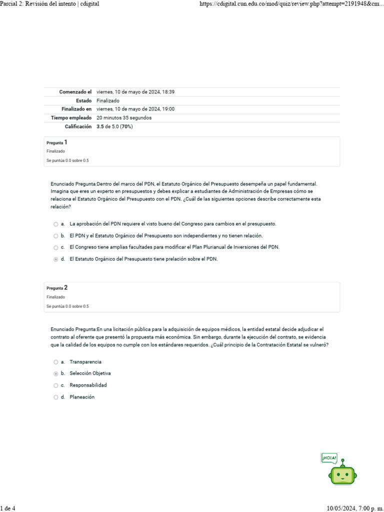 Parcial 2 Revisión Del Intento Cdigital | PDF