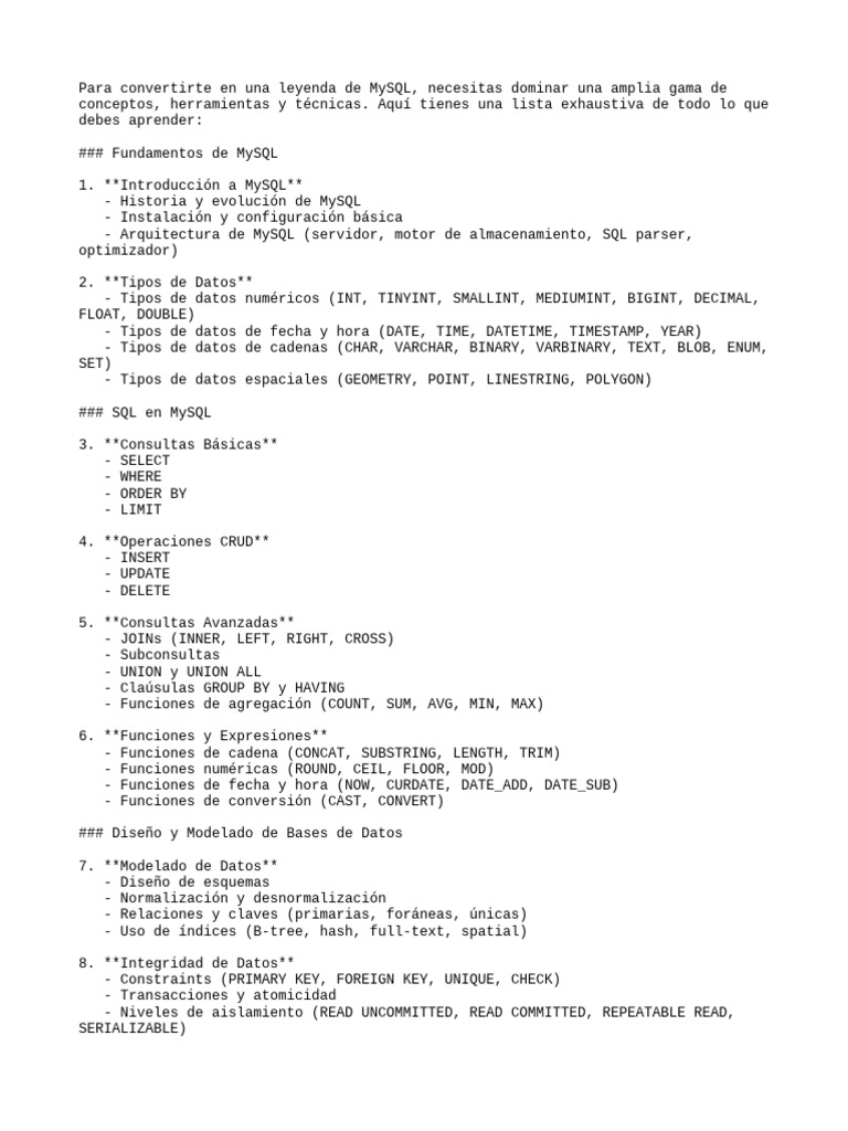 Domina MySQL: Guía Completa | PDF | Mi sql | SQL