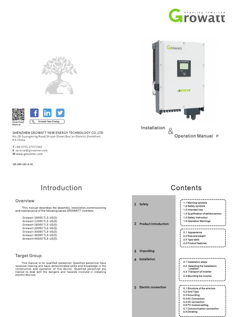 Manual Growatt (33000 40000) TL3-US (E) | PDF