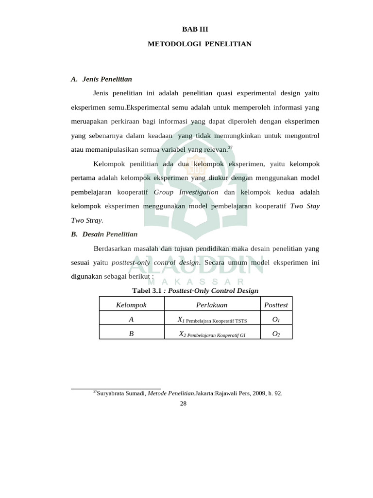 Metodelogi Eksperimental Semu | PDF