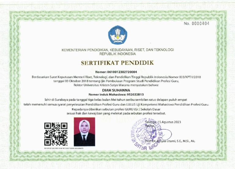 Sertifikat Pendidik - Diah Suhanna | PDF