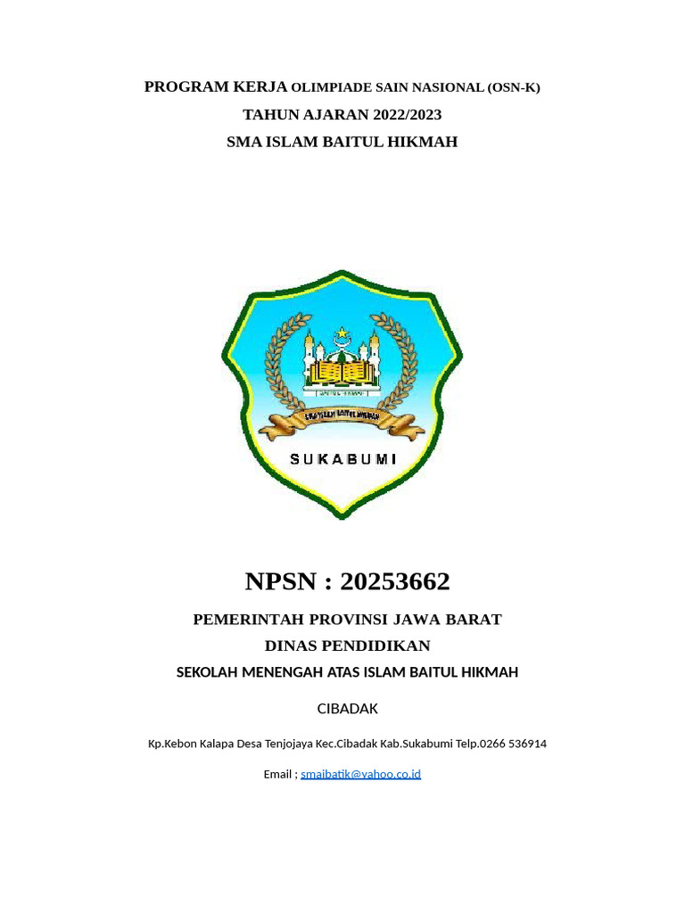 Program Kerja Osn 2023 | PDF