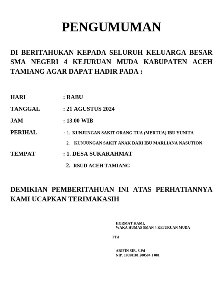 PENGUMUMAN | PDF