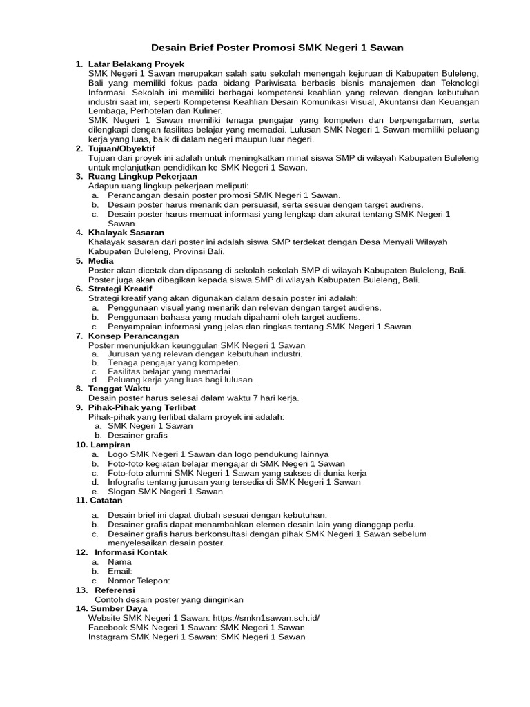 Cetak Contoh Brief Desain | PDF