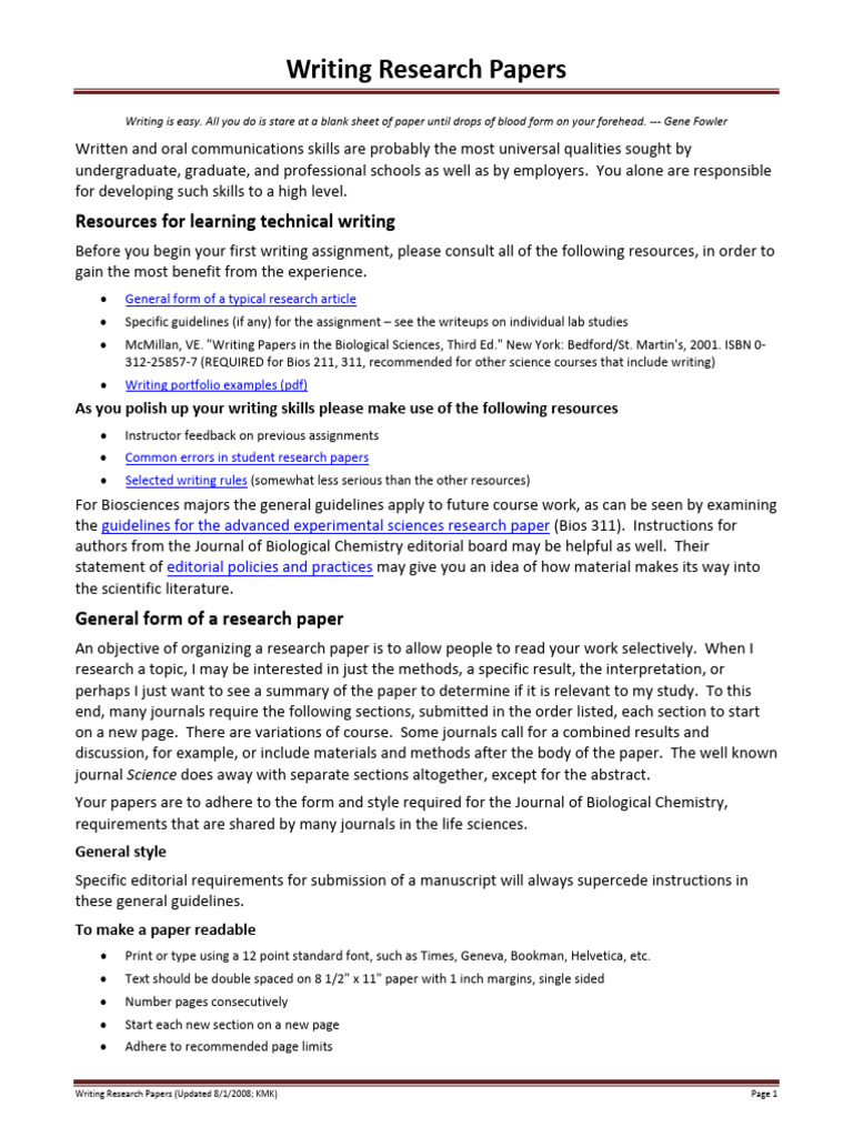 Writing Research Papers | PDF