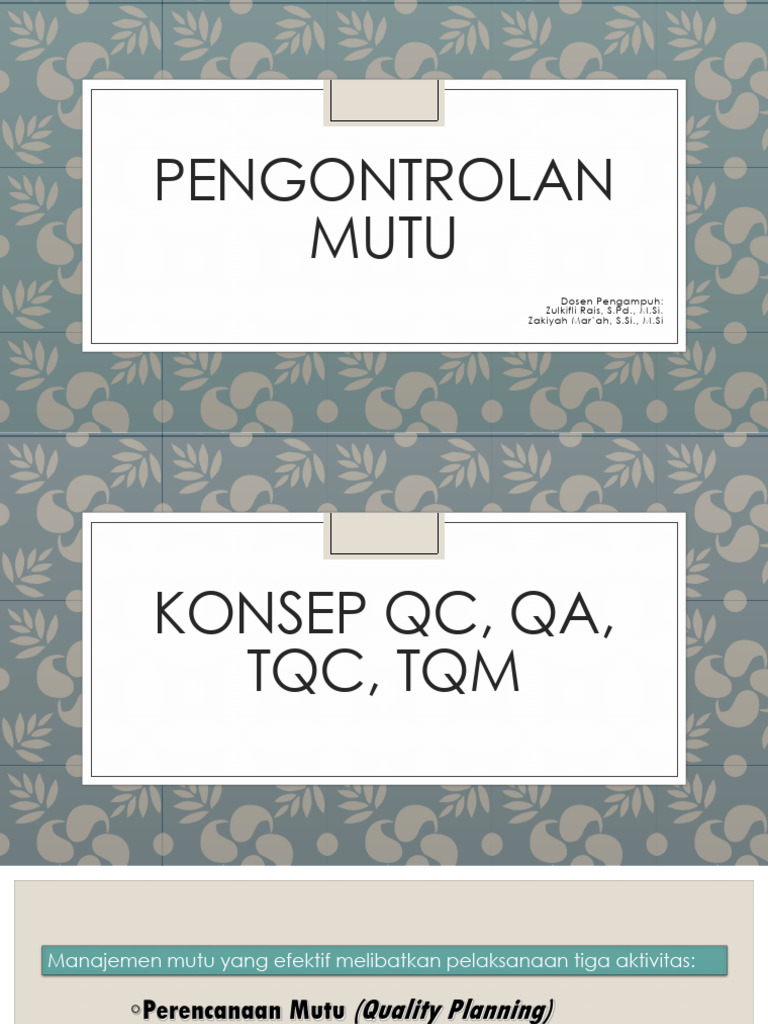 Pm2 - Konsep QC, Qa, TQC, TQM | PDF