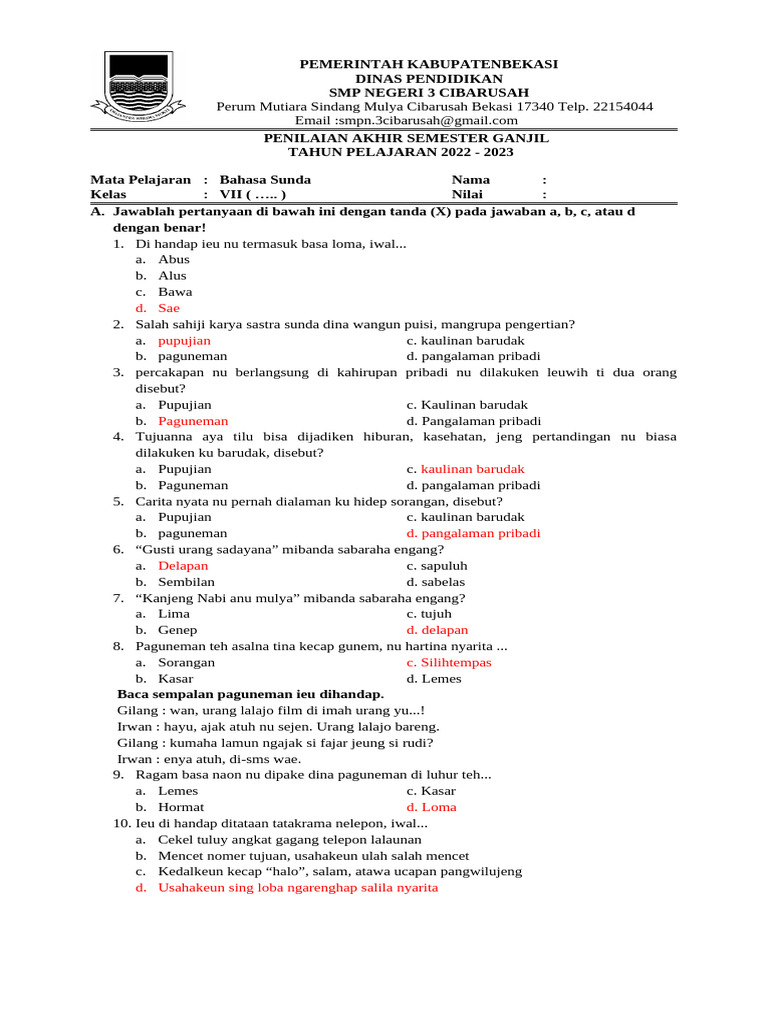 SOAL PAI KELAS 8 | PDF