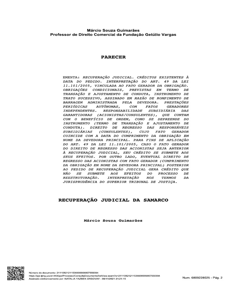 Parecer Marcio Guimarães | PDF