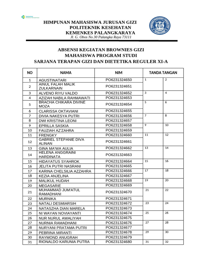 Absen Brownies STR A | PDF