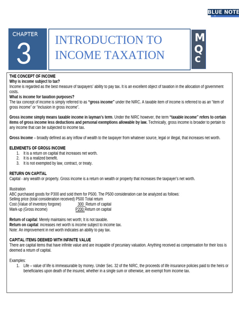 Chapter 3 - Introduction To Income Taxation | PDF