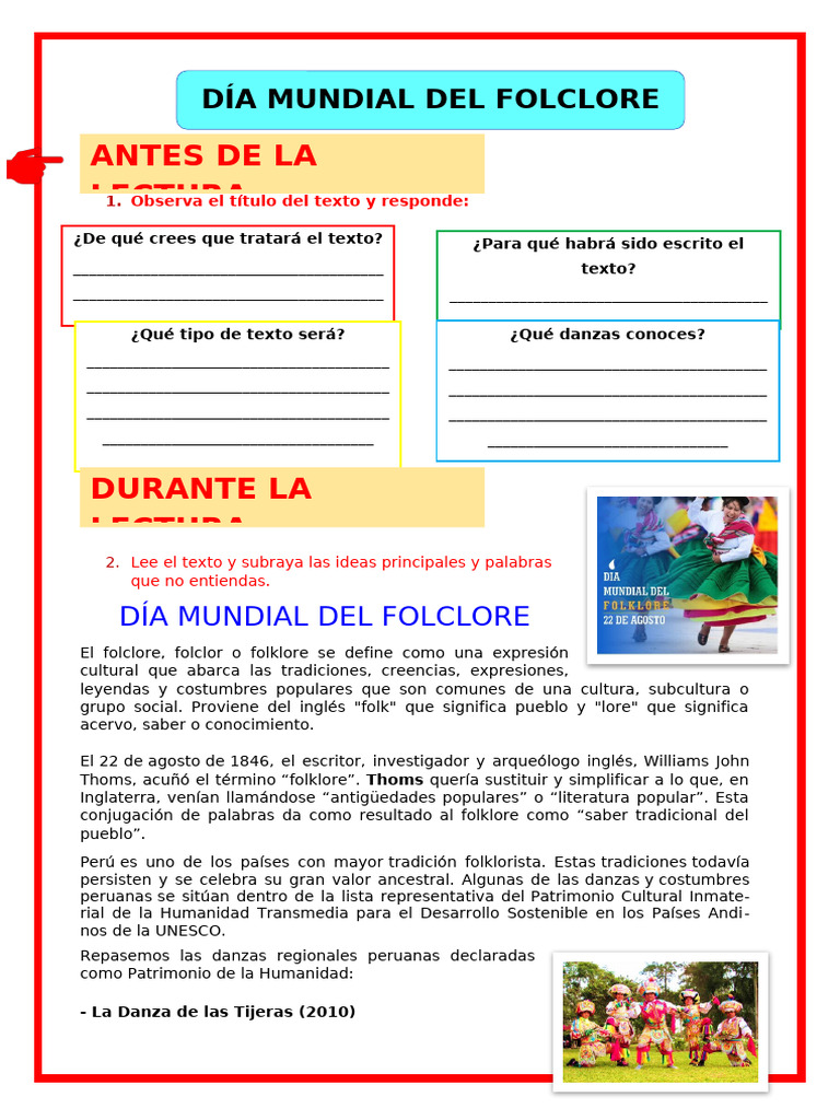 Ficha P.L. Lun Dia Mundial Del Folclore | PDF