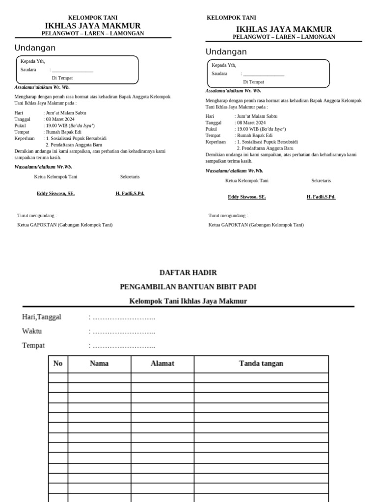 Undangan KELOMPOK TANI | PDF