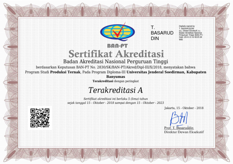 Sertifikat Akreditasi Program Studi D3 | PDF