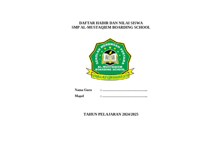 Cover Daftar Hadir Dan Nilai Siswa | PDF