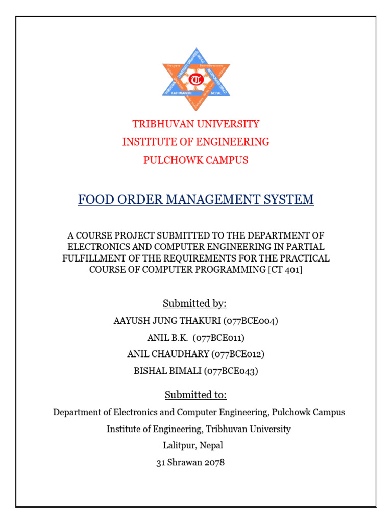 BCE AB Gruop 10 Food Order Management System | PDF