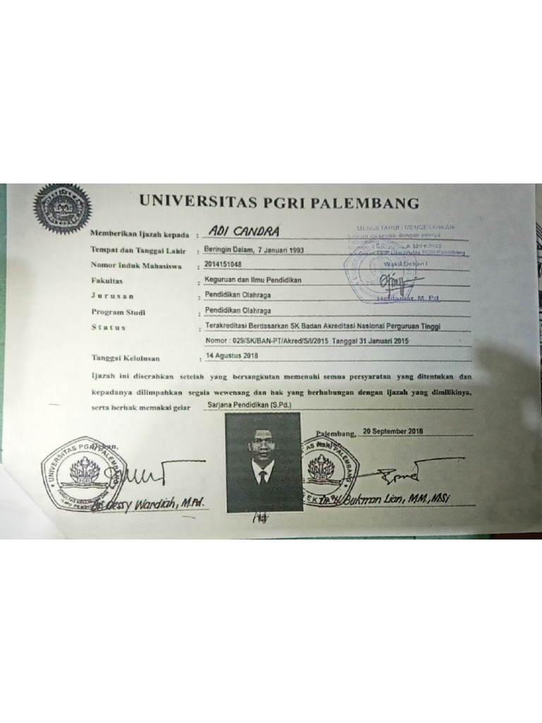 Ijazah Adi Candra Kpps | PDF
