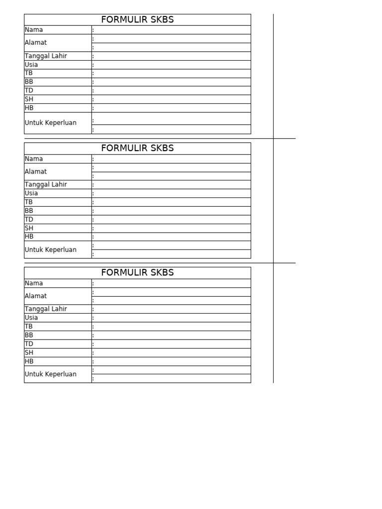 Formulir SKBS | PDF