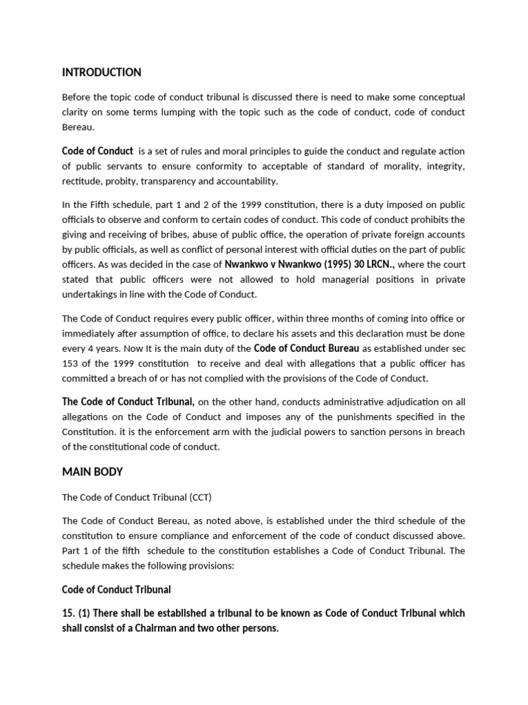 Code of Conduct | PDF