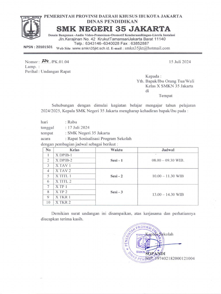 Undangan Rapat Sosialisasi Program Sekolah Pdf