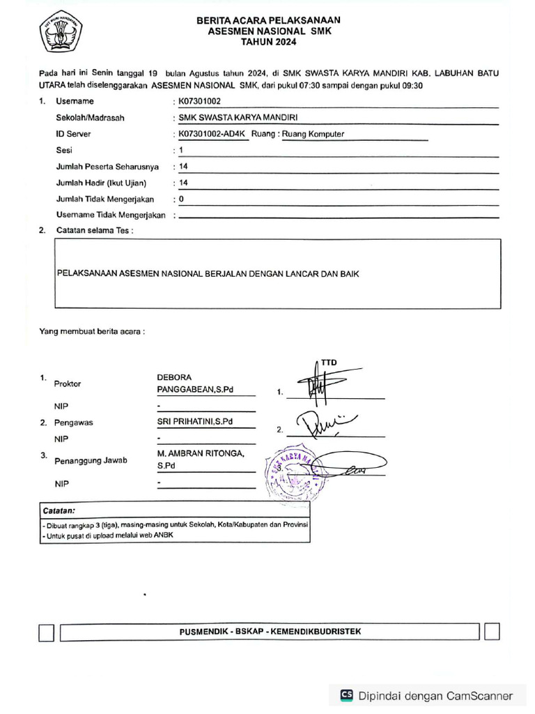 Berita Acara Sesi 1 Hari Pertama - Compressed | PDF