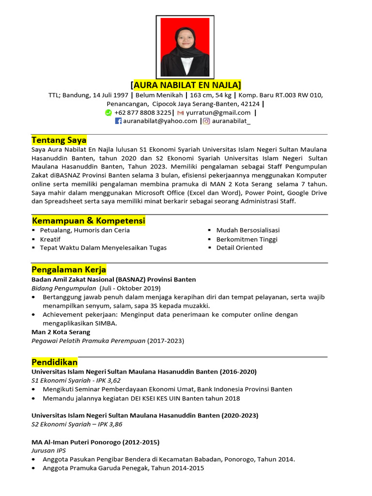 CV Aura Nabilat en Najla | PDF