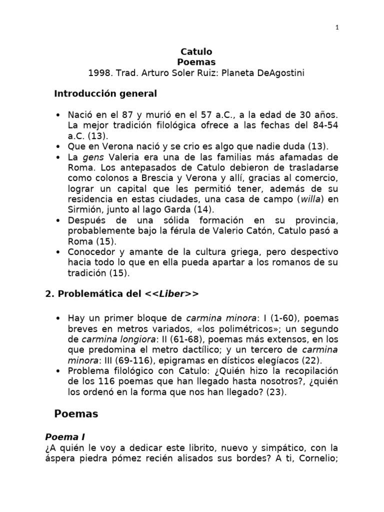 Poemas de Catulo: Temas e Influências | PDF