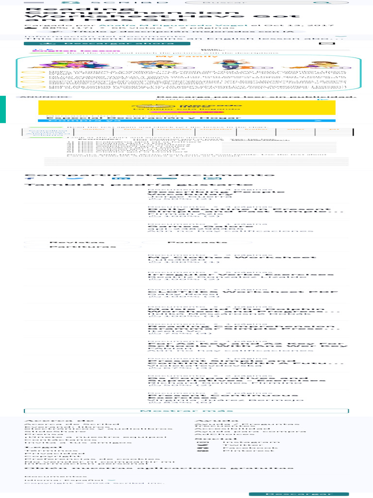 Reading Comprehension Worksheet Have Got and Has | PDF
